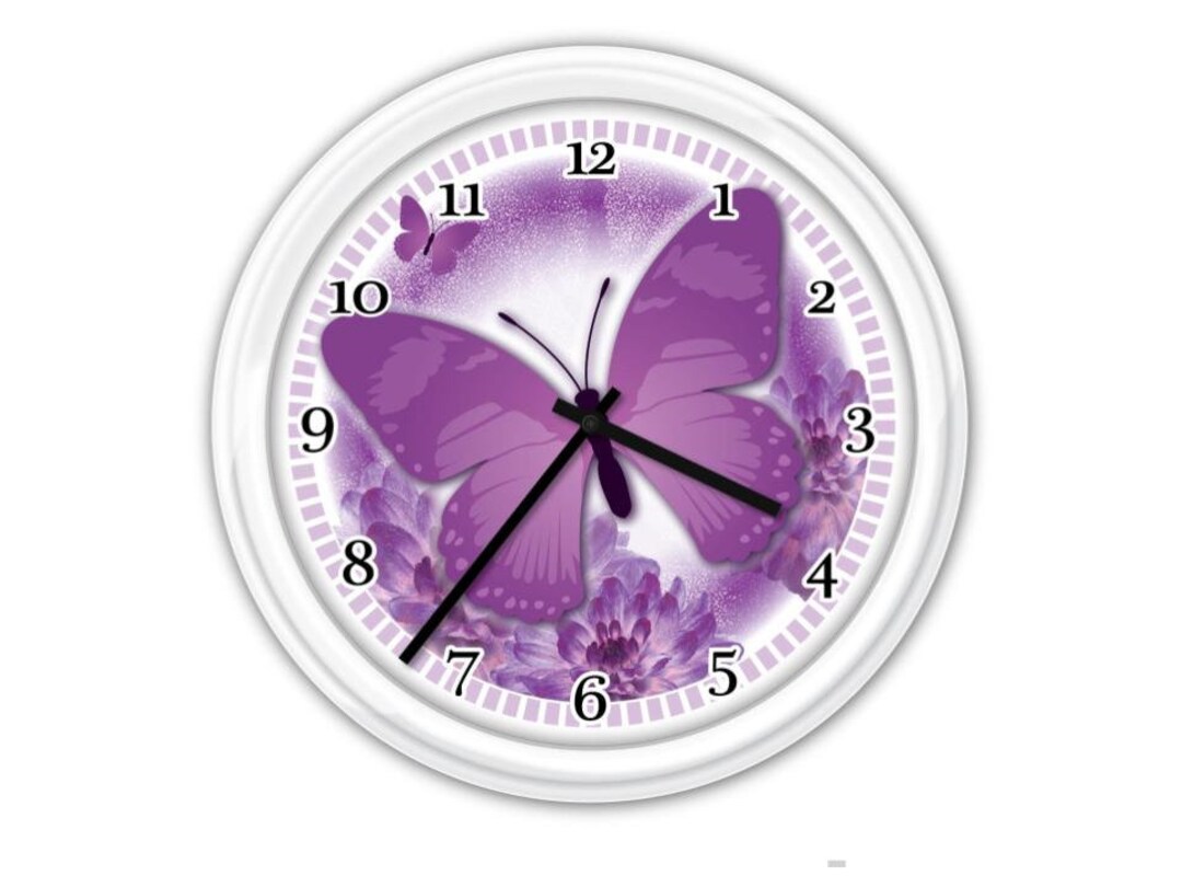Butterfly Wall Clock - Girls Kids Theme Room Bedroom Decor - GREAT ...