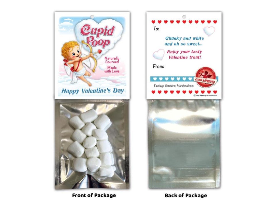 Feliz Día de San Valentín CUPID Poop - Marshmallow Heart Pink Party ...