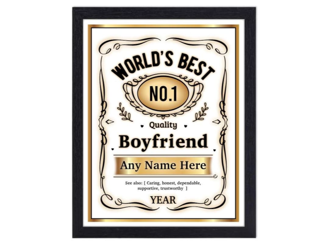 PERSONALIZED Best BOYFRIEND Award Certificate - Digital, Printed, or ...
