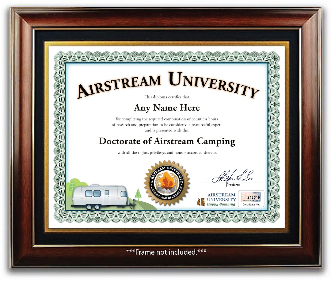 Personalized Airstream Camping Certificate - Digital or Printed ...
