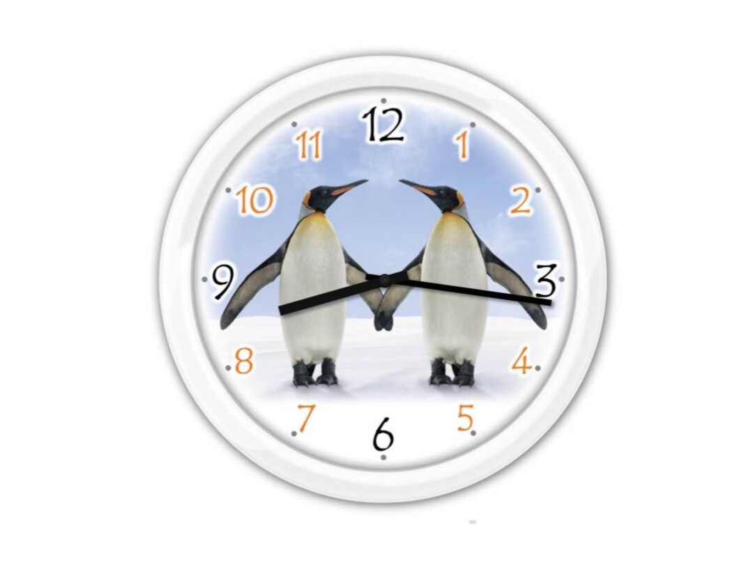 Penguin Wall Clock - Cute Love Home Room Decor - GREAT Birthday ...