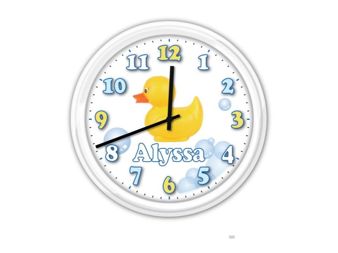 Rubber Duck PERSONALIZED Wall Clock - Kids Baby Nursery Bathroom ...