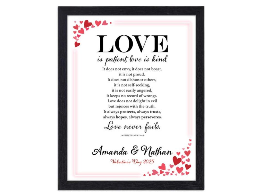 Personalized LOVE POEM Verse - FRAMED - Valentine's Day Gift ...