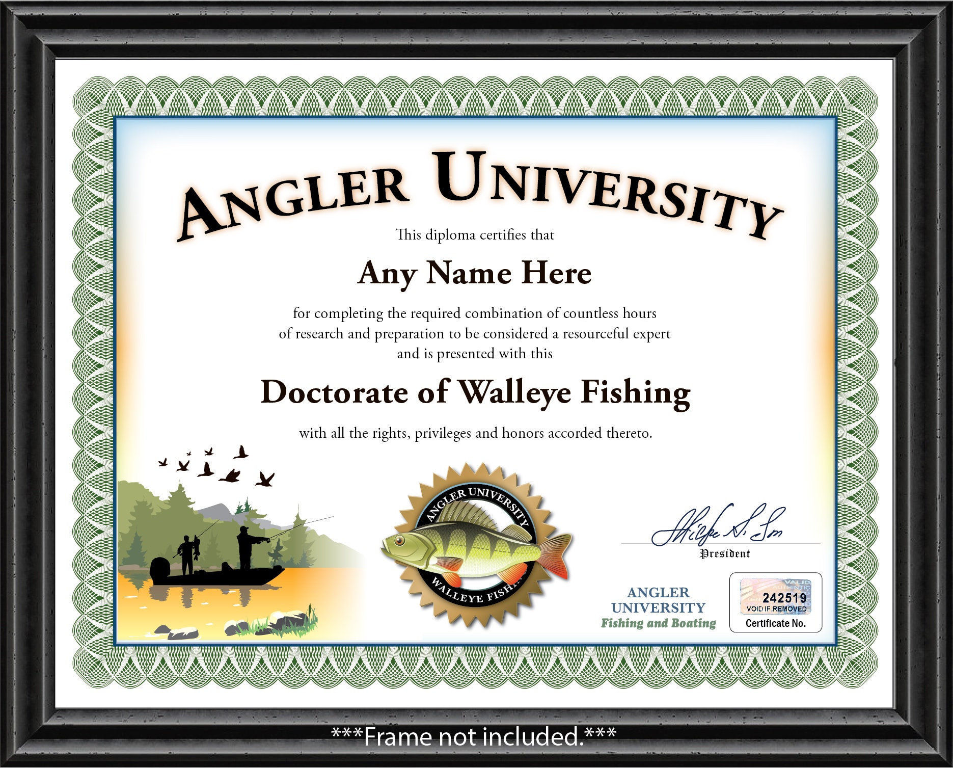Personalized Angler Walleye University Fishing Certificate- Digital or ...
