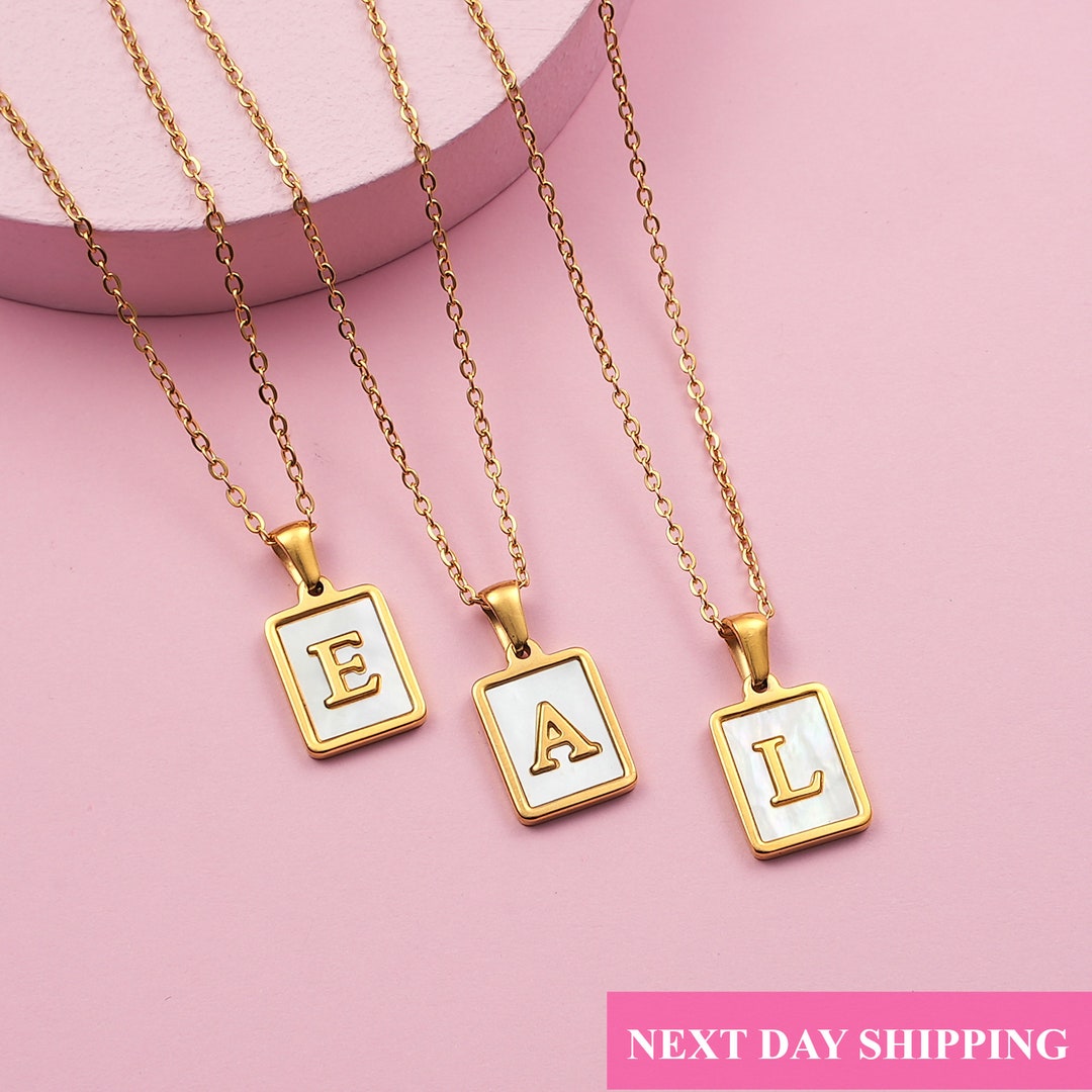 Personalized Letter Necklace Medallion Necklace With Custom Alphabet ...