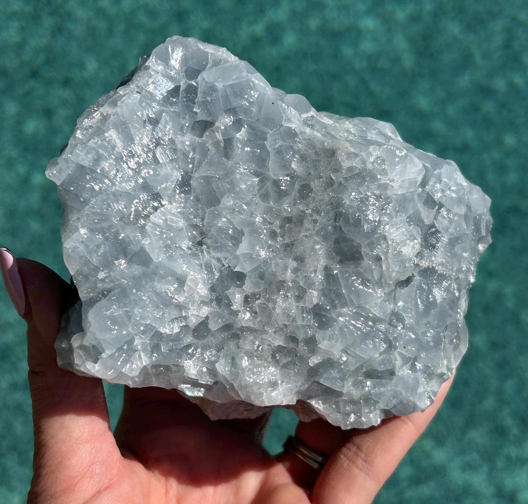 Blue Calcite 2 Lb 2 Oz 968g Comes With a FREE Display Stand Raw Blue ...