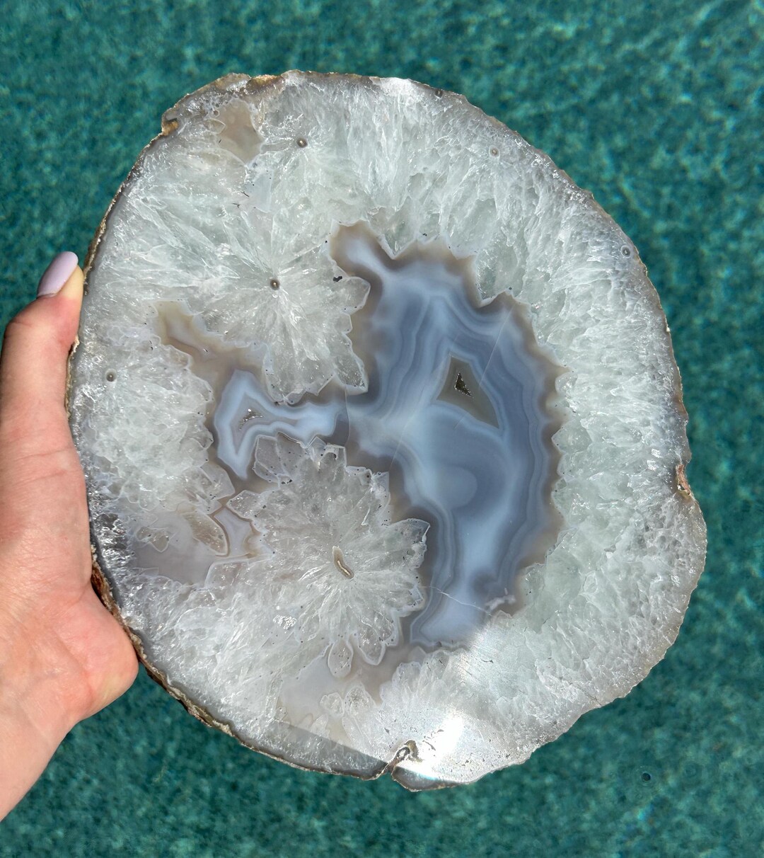 Large Agate Slice - 4 Lb 9 Oz (2070g) - Comes With a FREE Display Stand ...