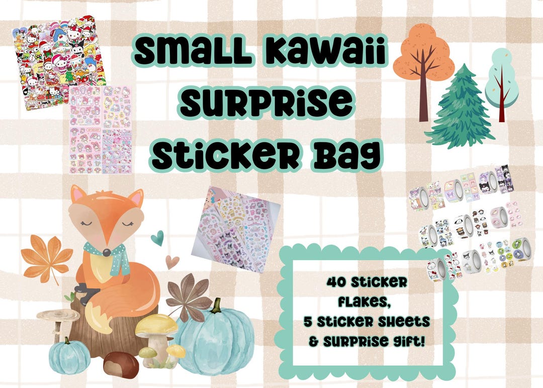 Super Cute Kawaii Sticker Surprise Bag - Sticker Grab Bag - Small ...