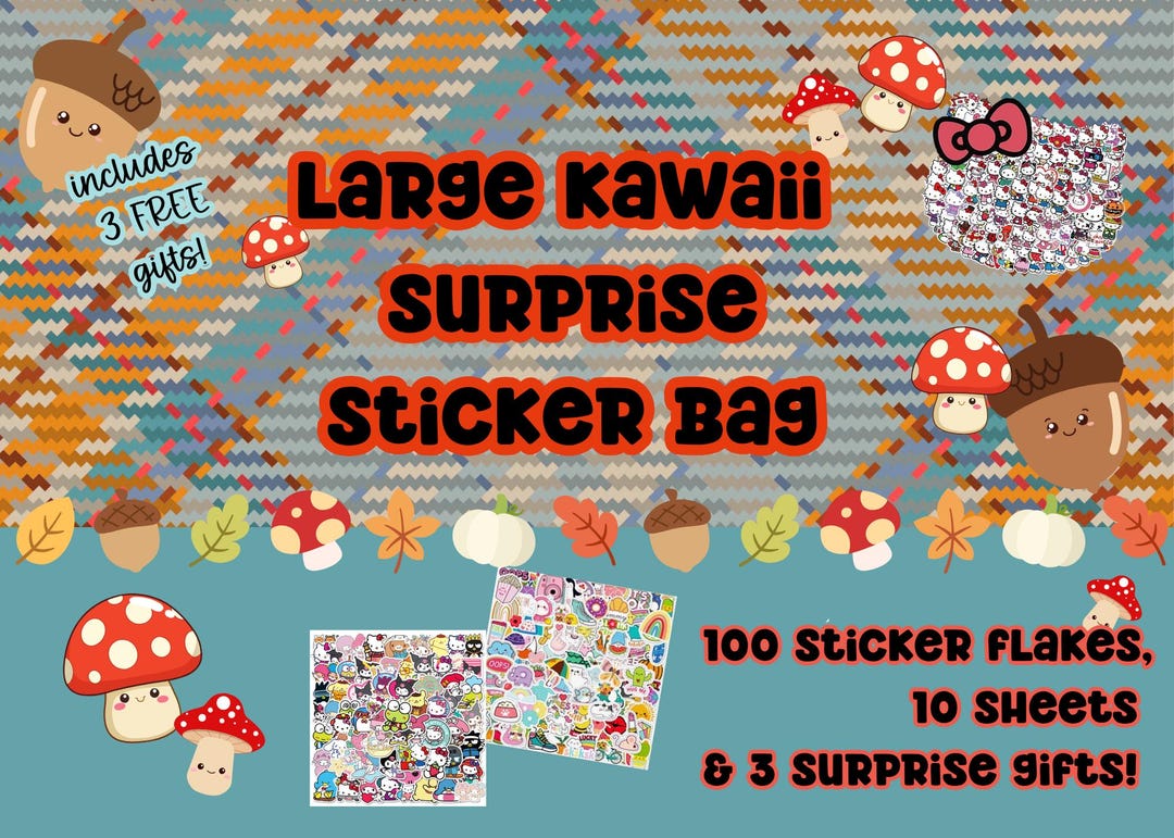 Super Cute Kawaii Sticker Surprise Bag - Sticker Grab Bag - Large ...