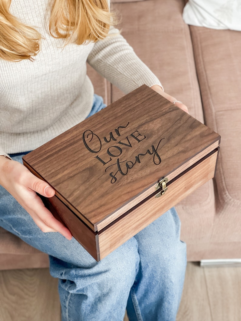 Custom Memory Keepsake Wooden Love Box Wedding, Engagement, Anniversary ...