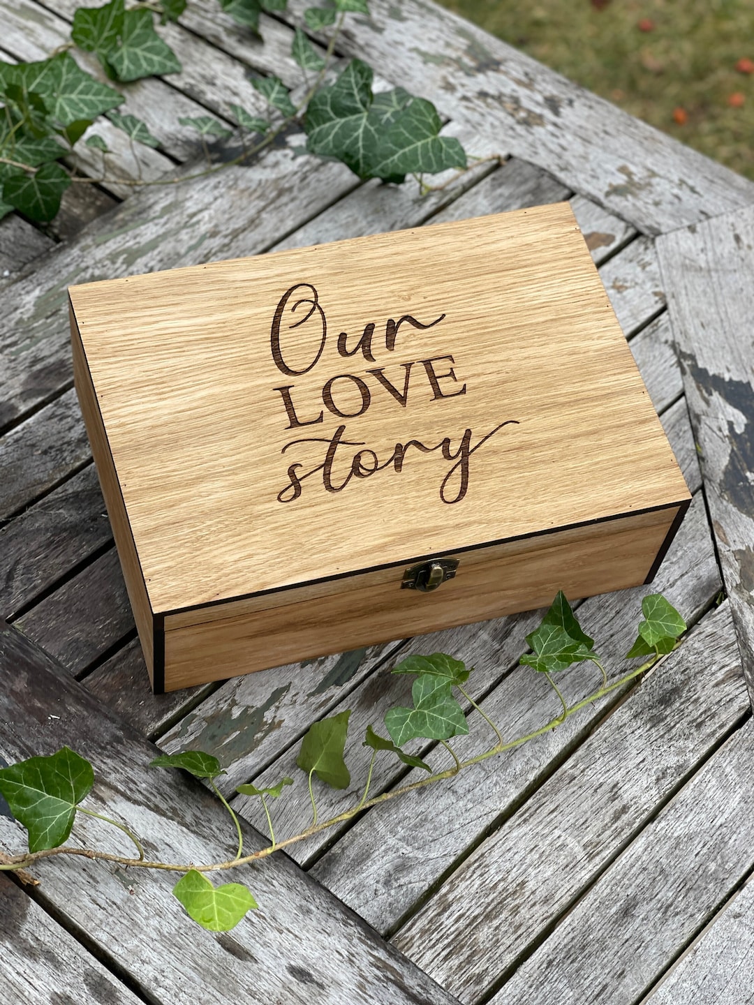Custom Memory Keepsake Wooden Love Box Valentines Wedding Engagement ...