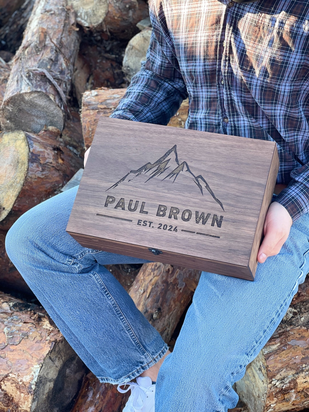Personalized Men Gift Walnut Oak Wooden Keepsake Name Engraved Box ...