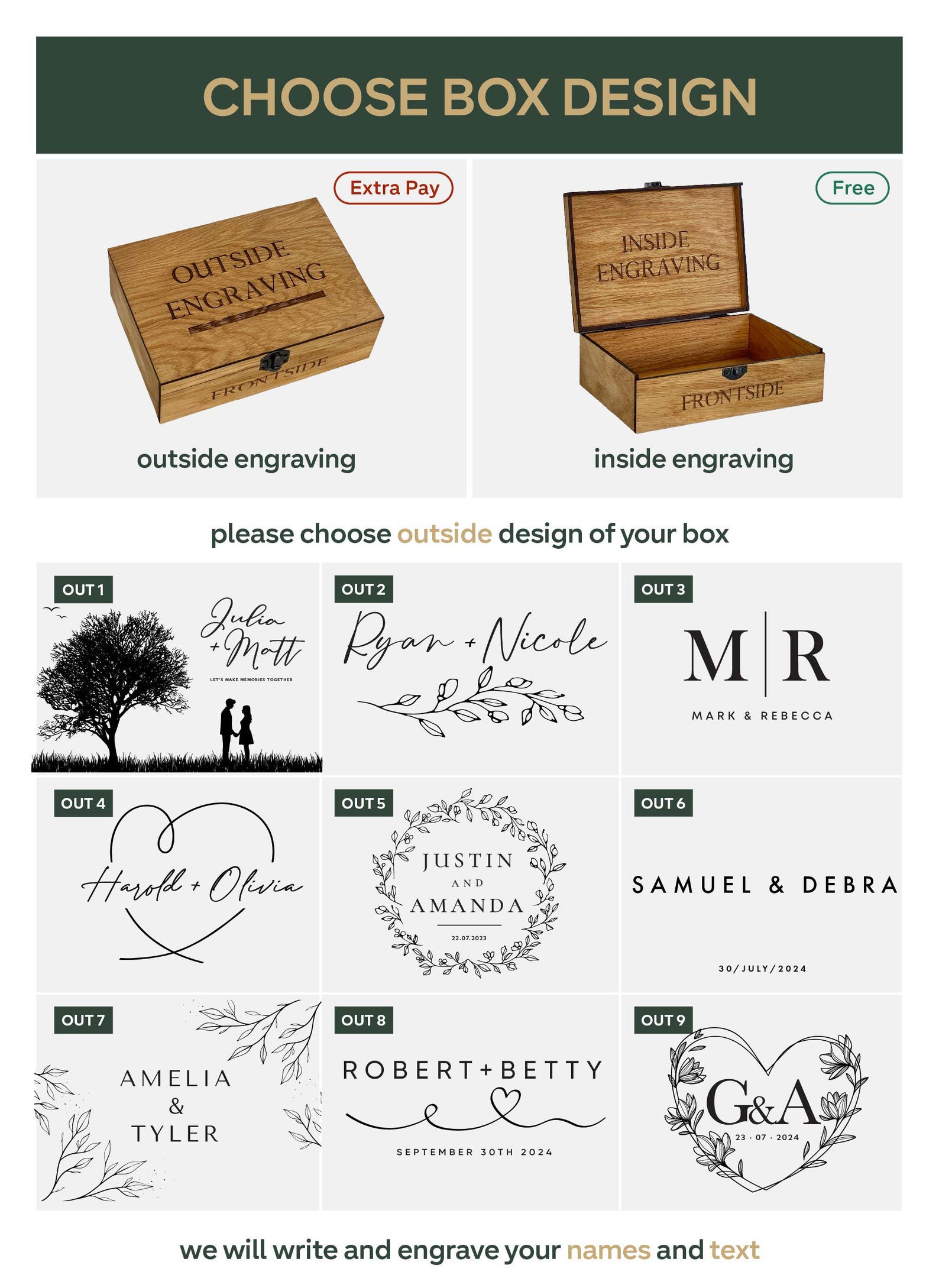 Personalization Custom Memory Keepsake Wooden Love Box for Wedding ...