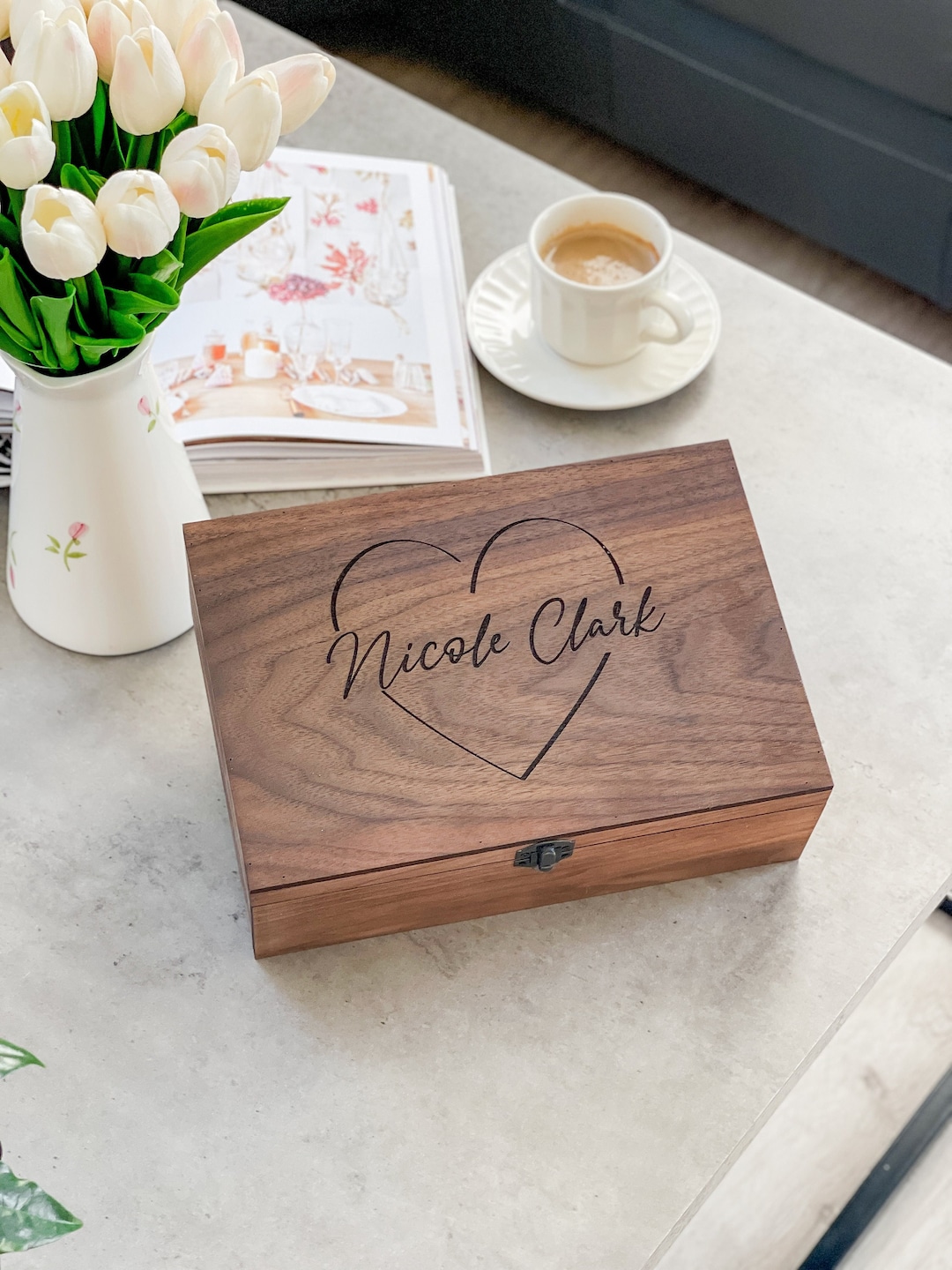 Wooden Walnut Oak Memory Keepsake Box Personalized Gift for Her, Girl, Girlfriend, Sister, Mom ...