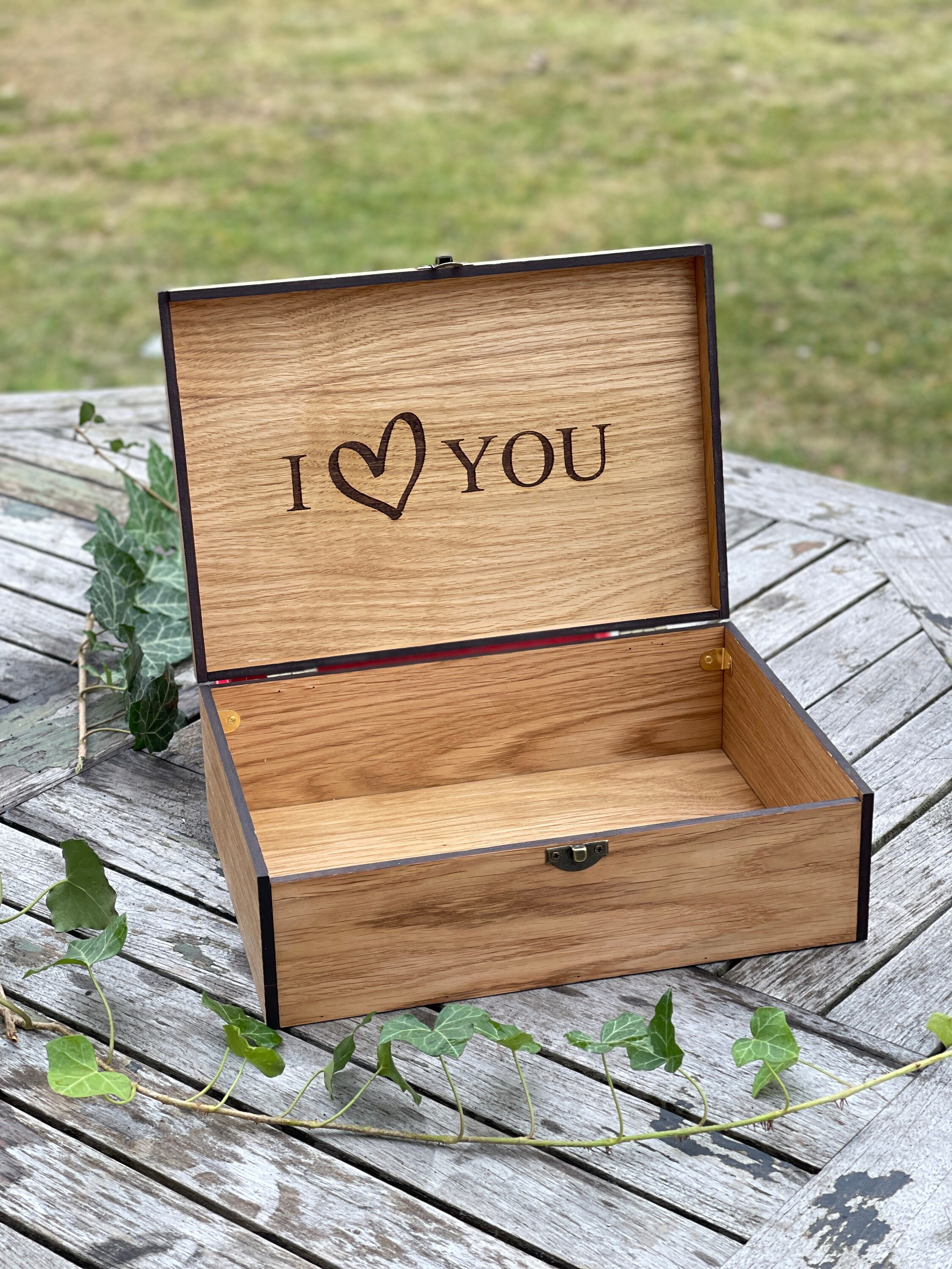 Custom Memory Keepsake Wooden Love Box Valentines Wedding Engagement ...