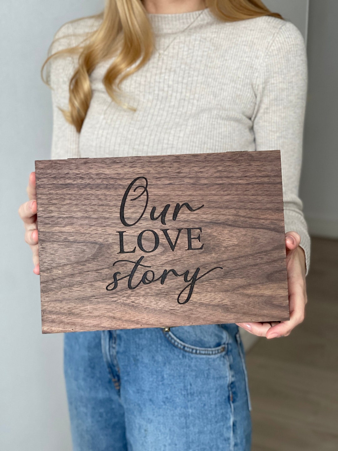 Custom Memory Keepsake Wooden Love Box - Wedding, Engagement Couple ...