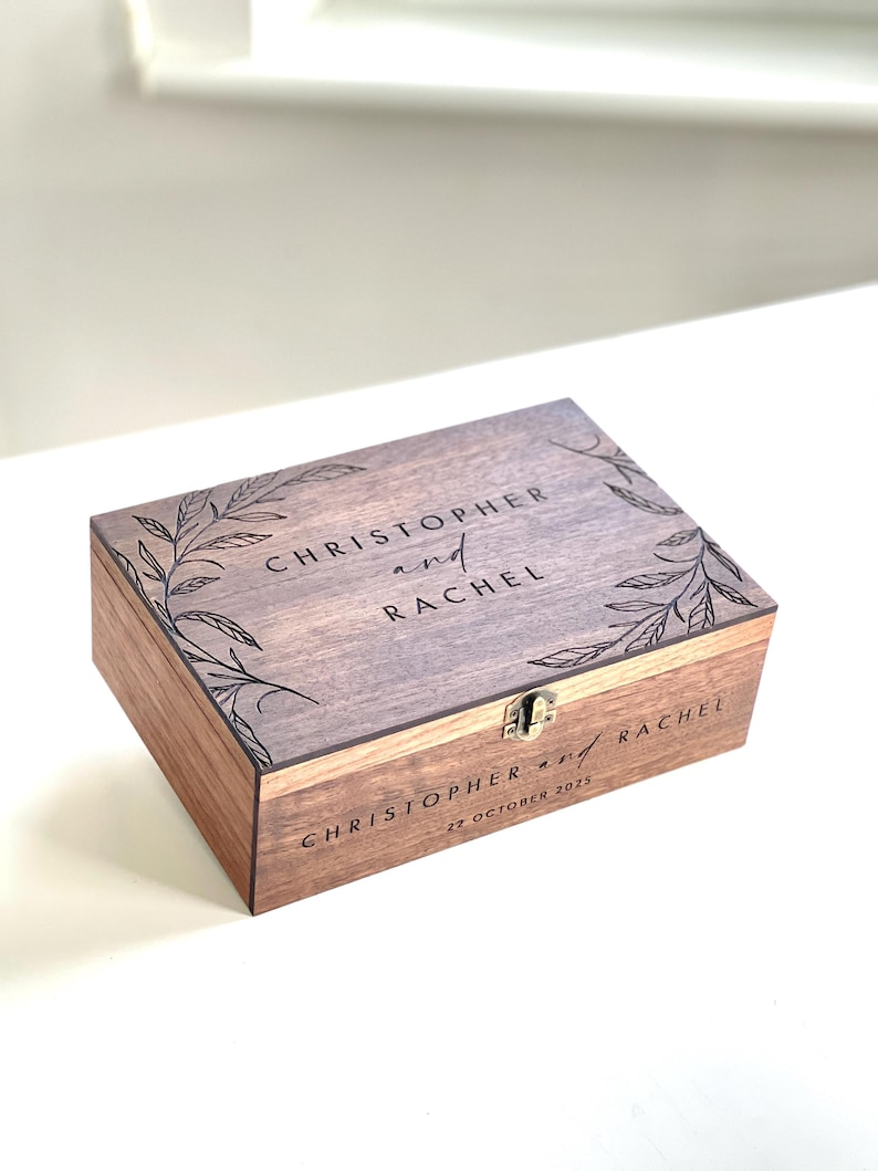Custom Memory Keepsake Wooden Love Box With Personalization - Wedding ...