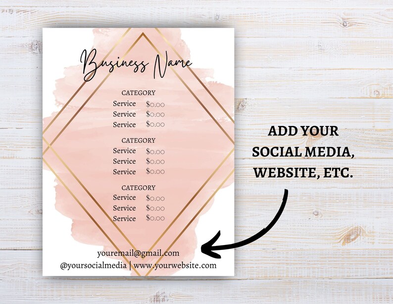 Editable Price List Template, Add Your Logo, Modern Price List Form ...