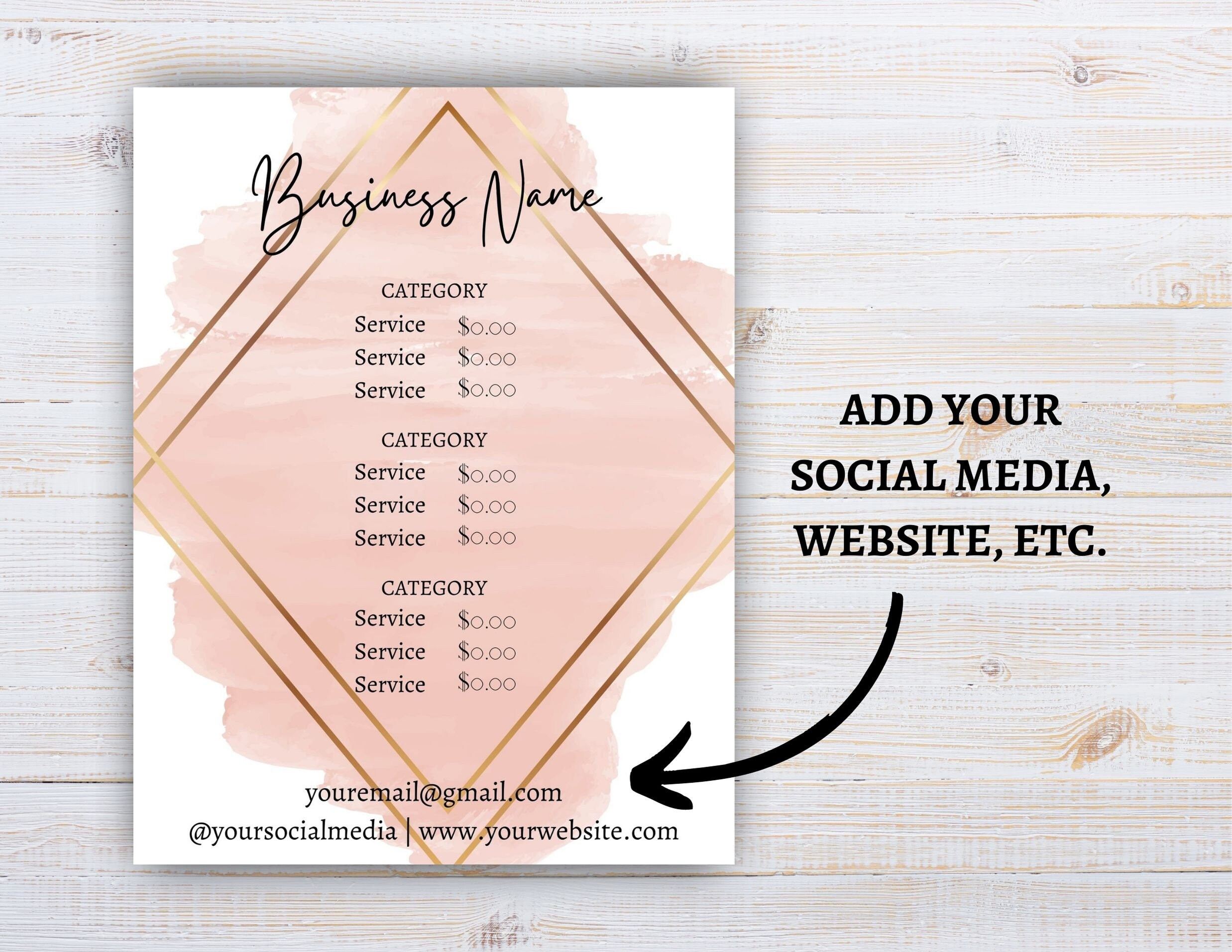 Editable Price List Template, Add Your Logo, Modern Price List Form ...