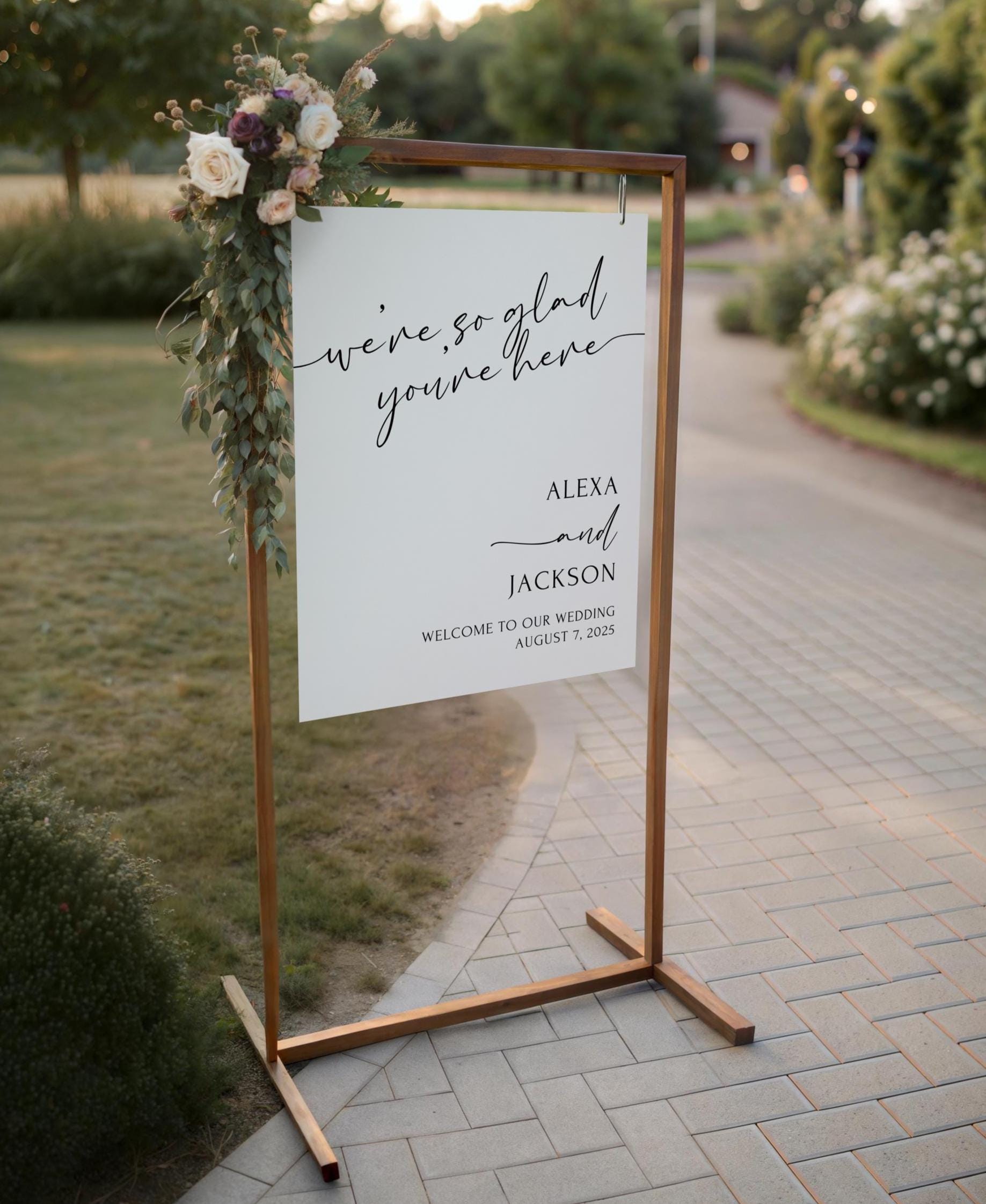 We're so Glad You're Here Minimalist Wedding Welcome Sign Modern ...