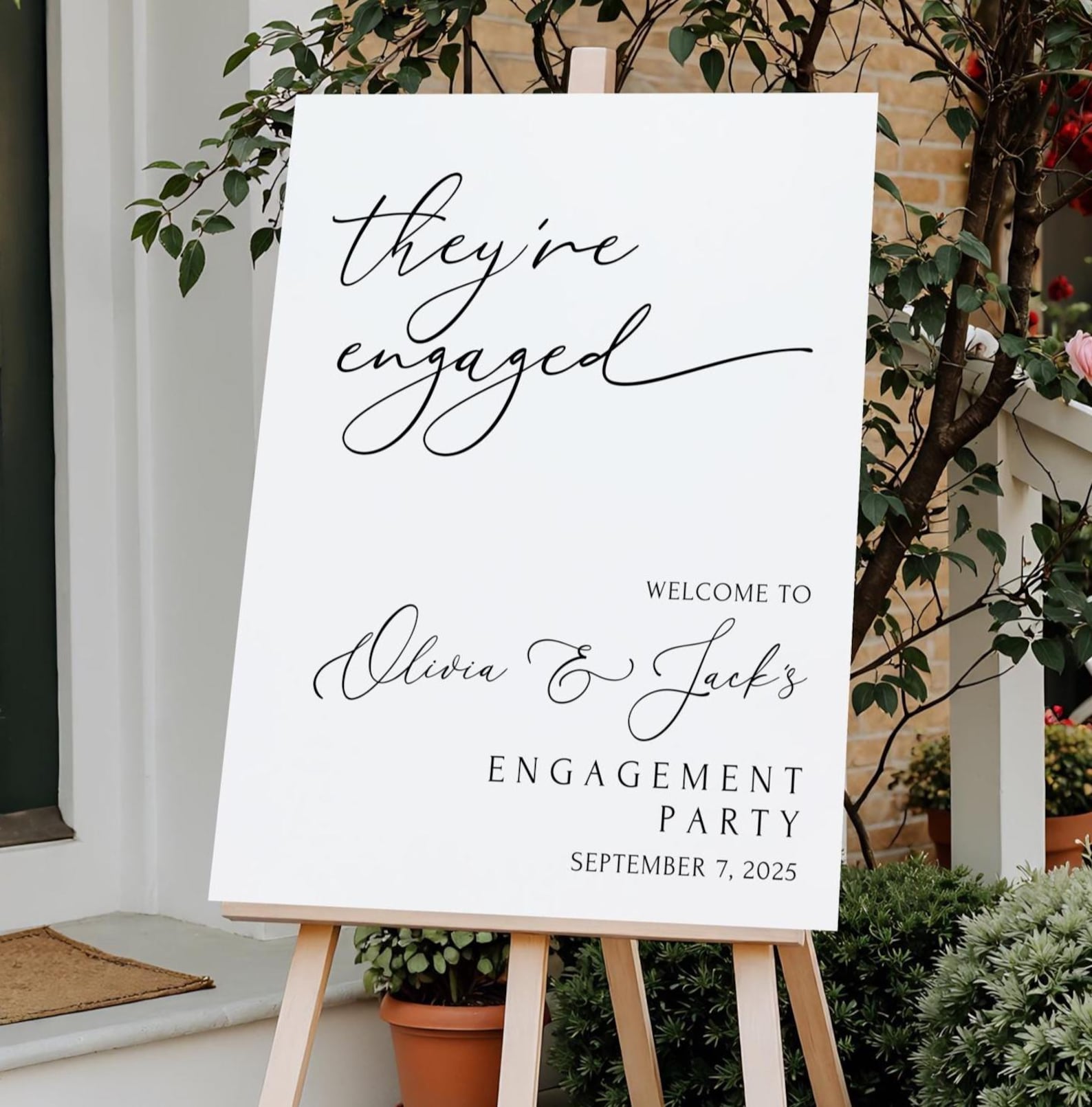 Engagement Party Sign They're Engaged Sign Modern Minimalist Engagement ...