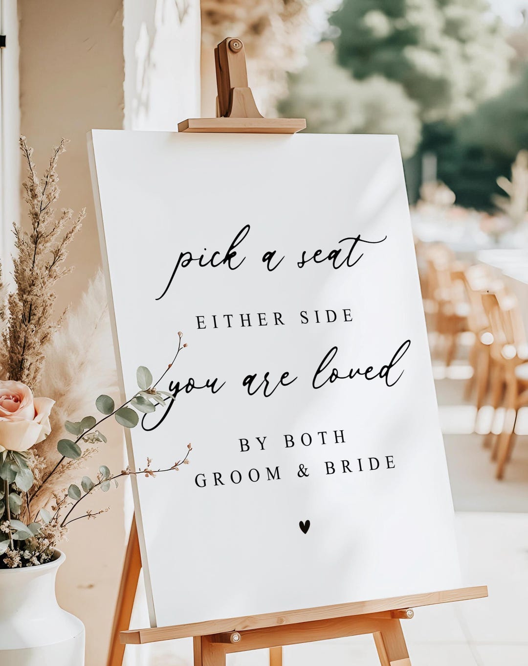 Pick a Seat Sign Wedding Open Seating Sign Modern Minimalist Wedding ...
