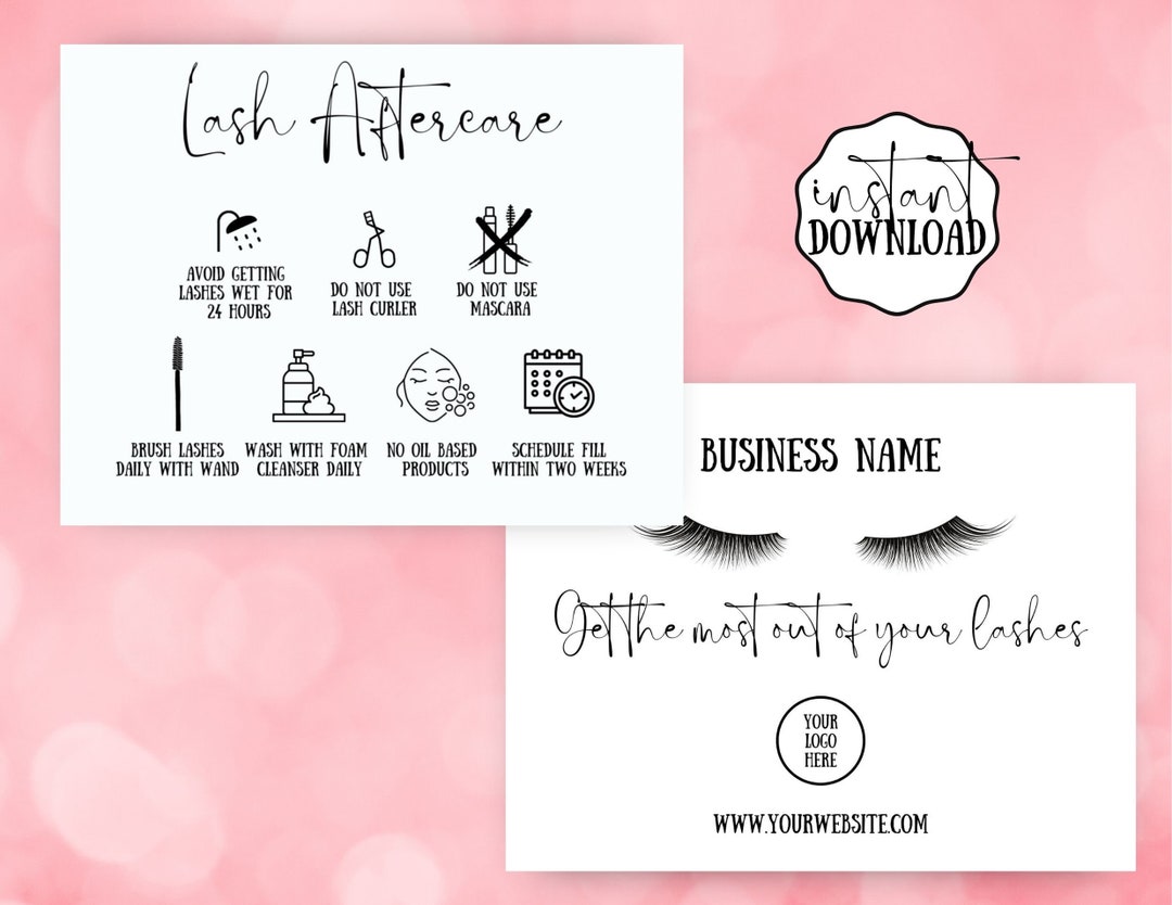 Editable Lash Care Card Lash Aftercare Card Template Lash - Etsy