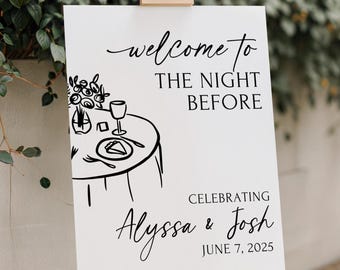 The Night Before Welcome Sign, Whimsical Wedding Rehearsal Dinner Sign ...