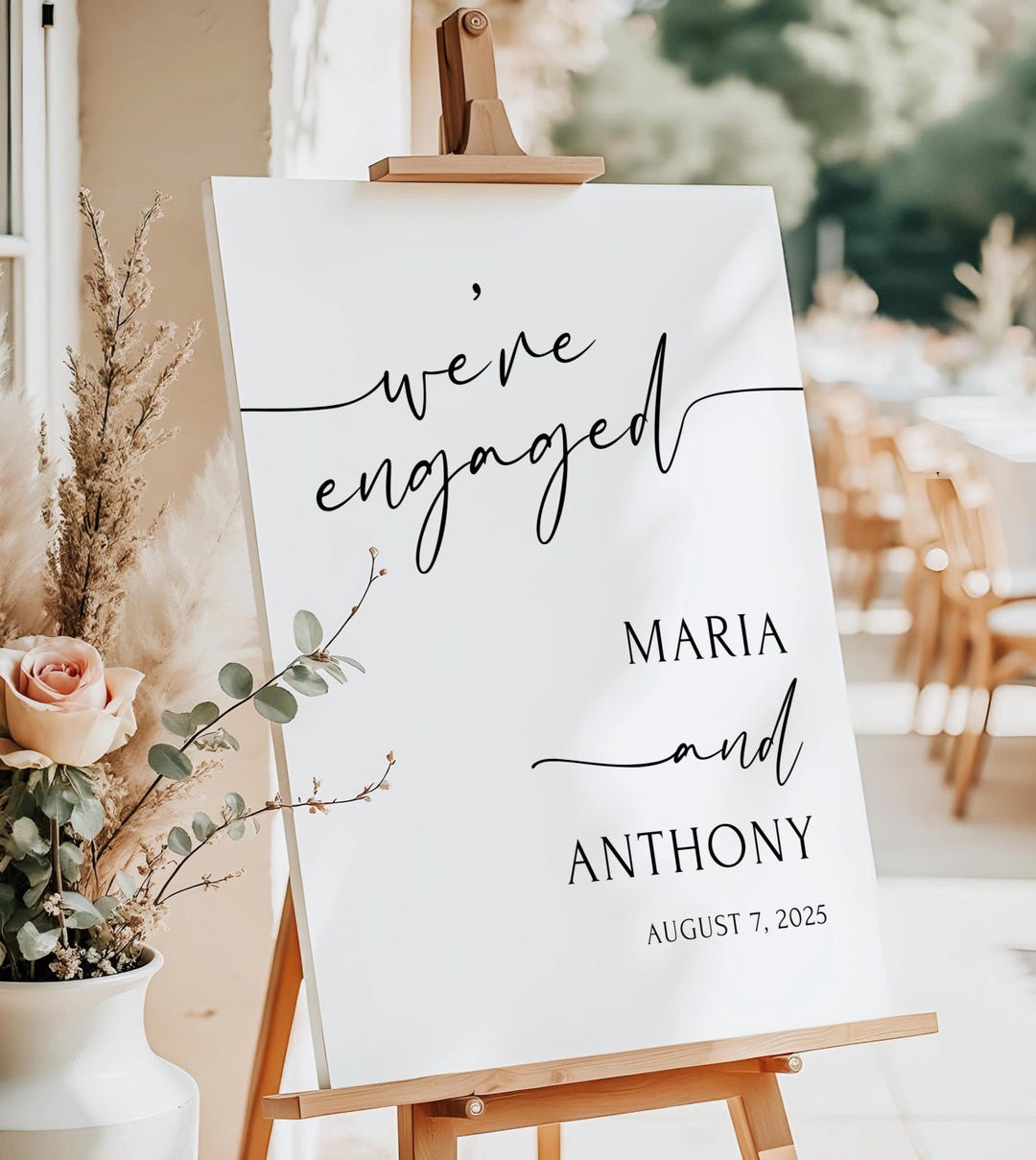 Minimalist Engagement Sign, Engagement Party Sign, Engagement Party ...