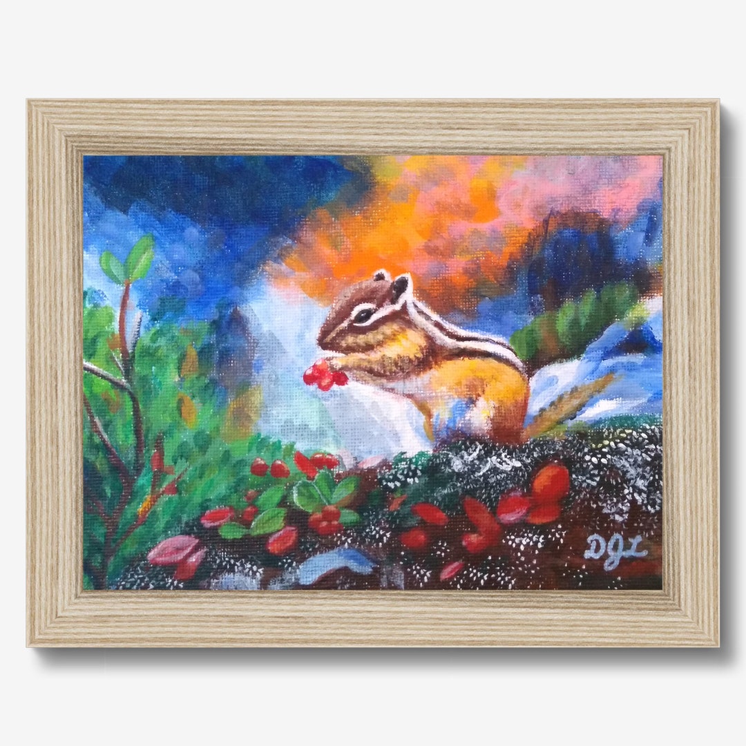 Chipmunk Painting 5x7 Inches - Etsy
