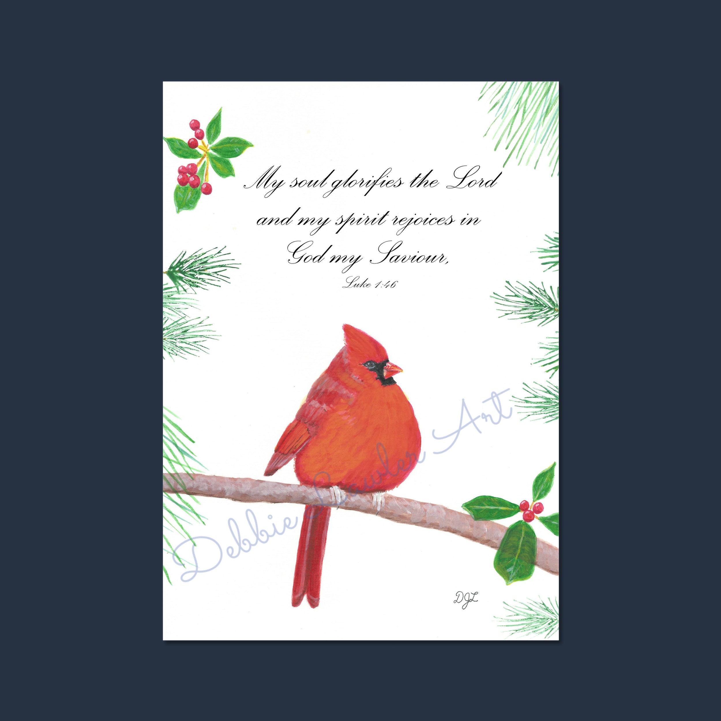 Cardinal Art Print With Bible Verse Luke 1:46 in A4 Size(8.3x11.7 ...