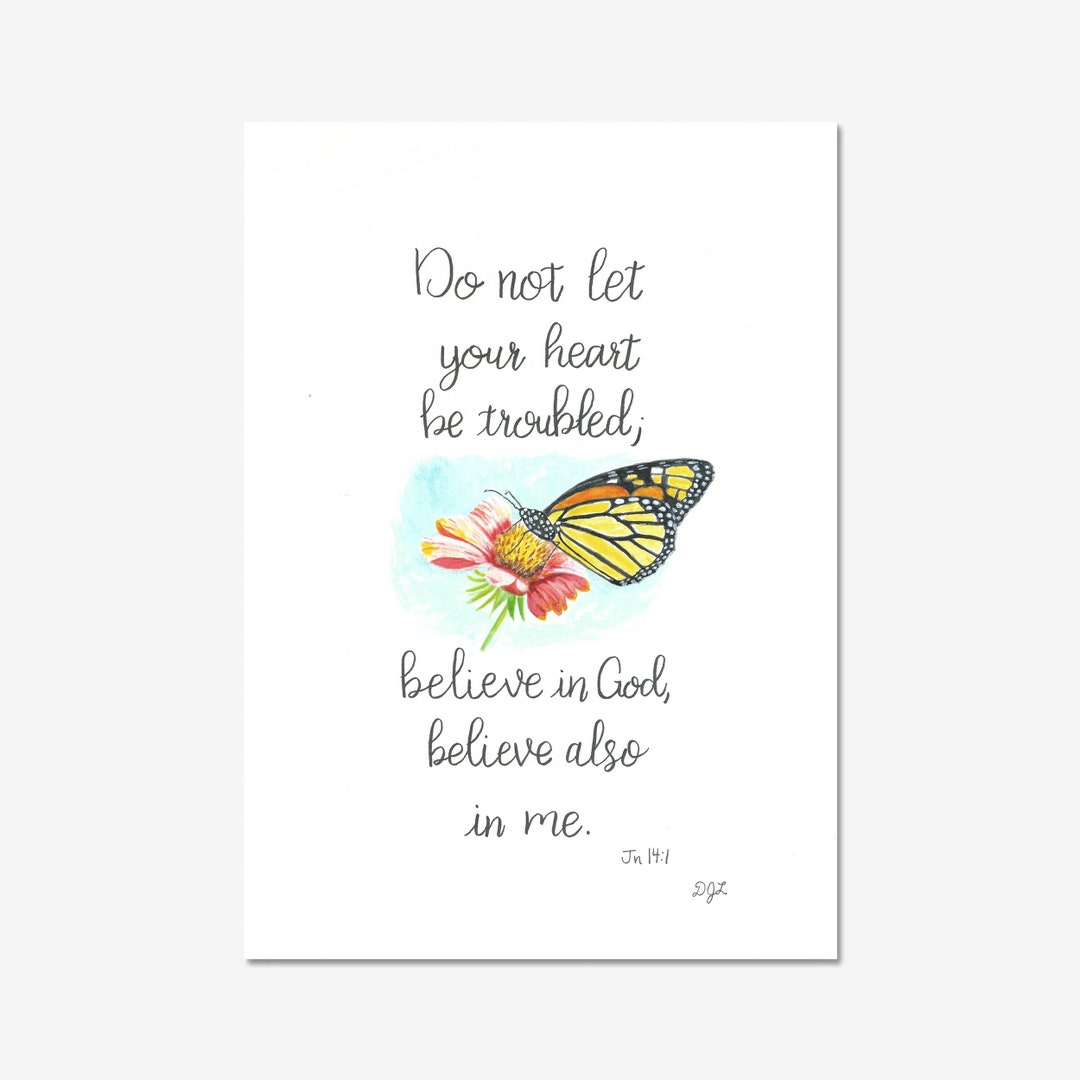 Butterfly Art Print in A5 Size With Hand Lettered Bible Verse - Etsy