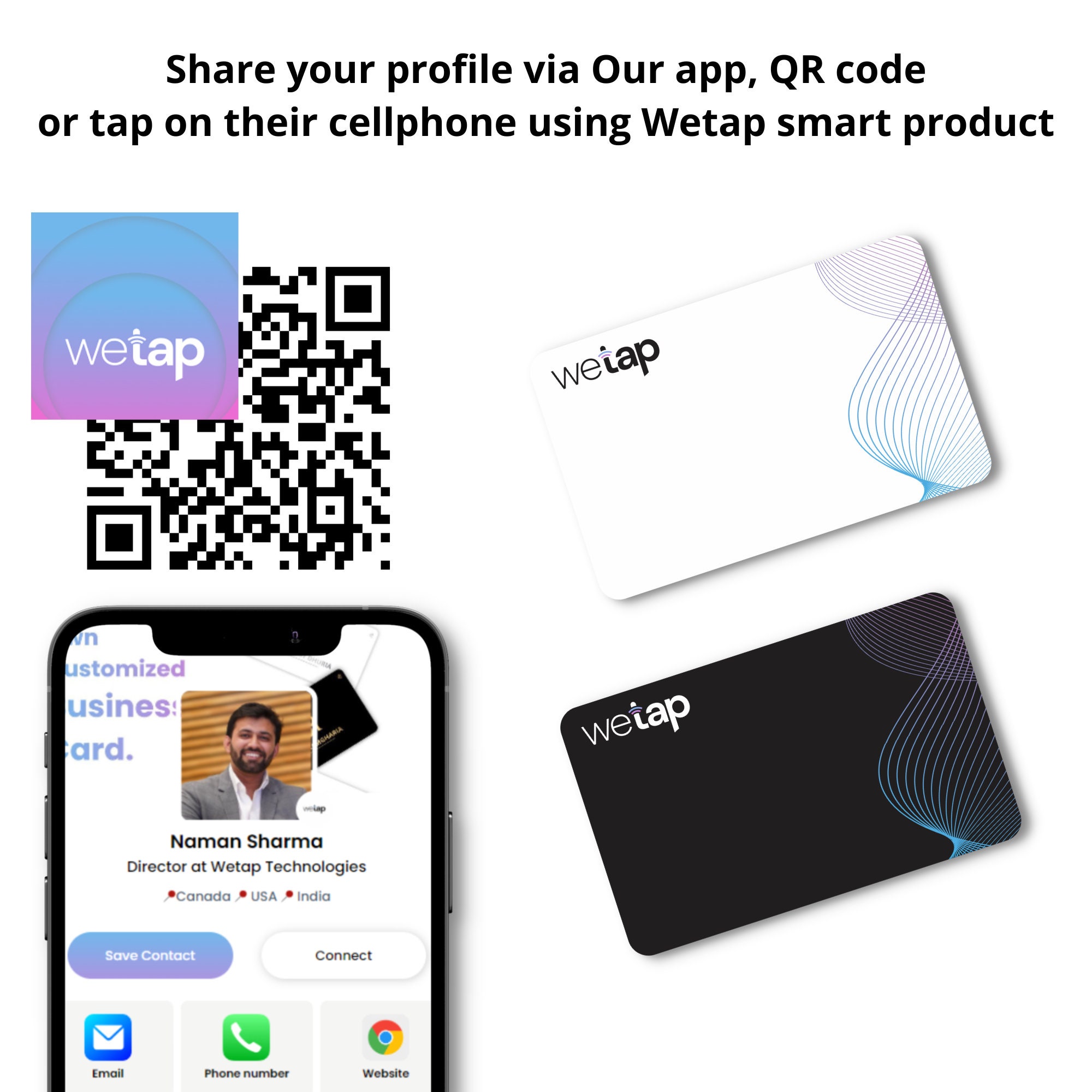 DIGITAL Business Card Black NFC Card Share Contact Info, Social Media ...