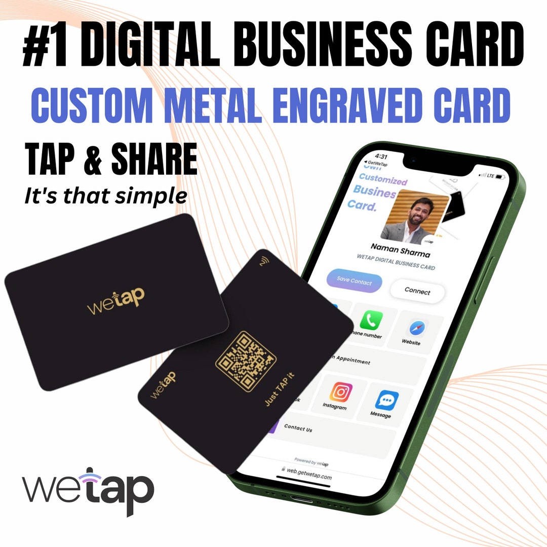 Digital Business Card - NFC Enabled Card - Share Contact Info, Social ...