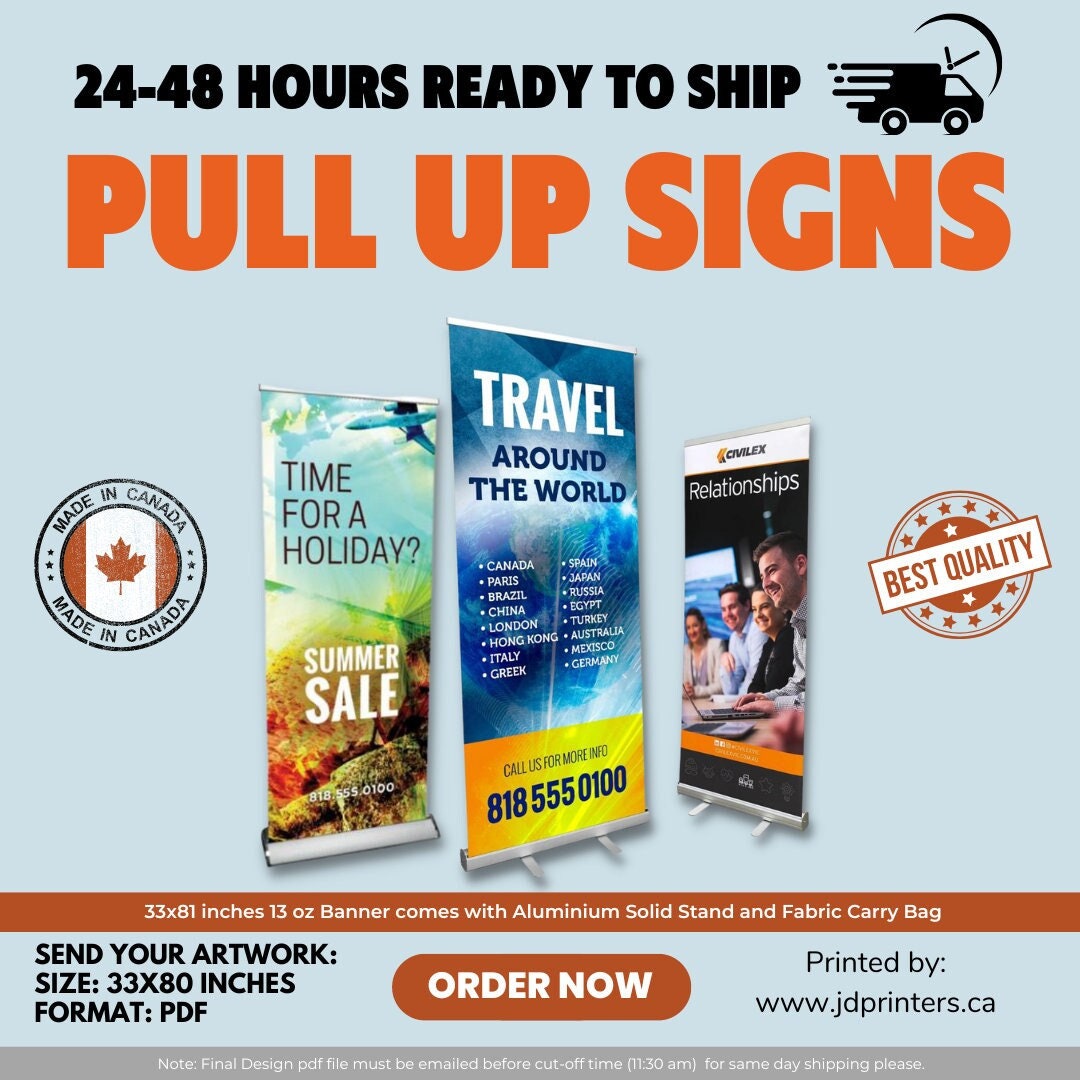 RETRACTABLE SIGNS Fully Custom Comes With Stand & Carry Bag Perfect for ...