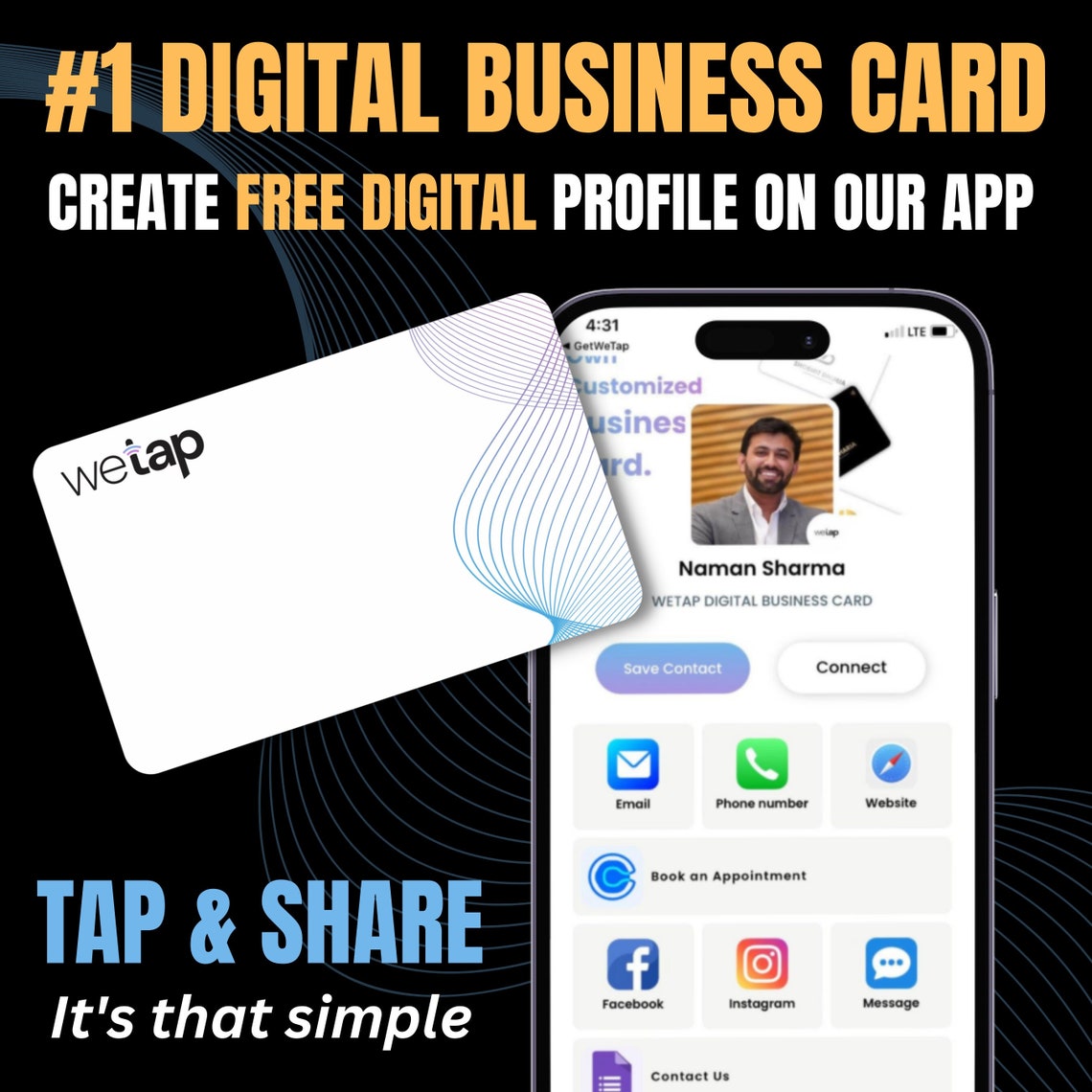Wetap Digital Business Card NFC Enabled Card Share Contact - Etsy