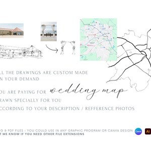 Custom Wedding Map Illustration, Hand Drawn, Wedding Venue Map Drawing ...