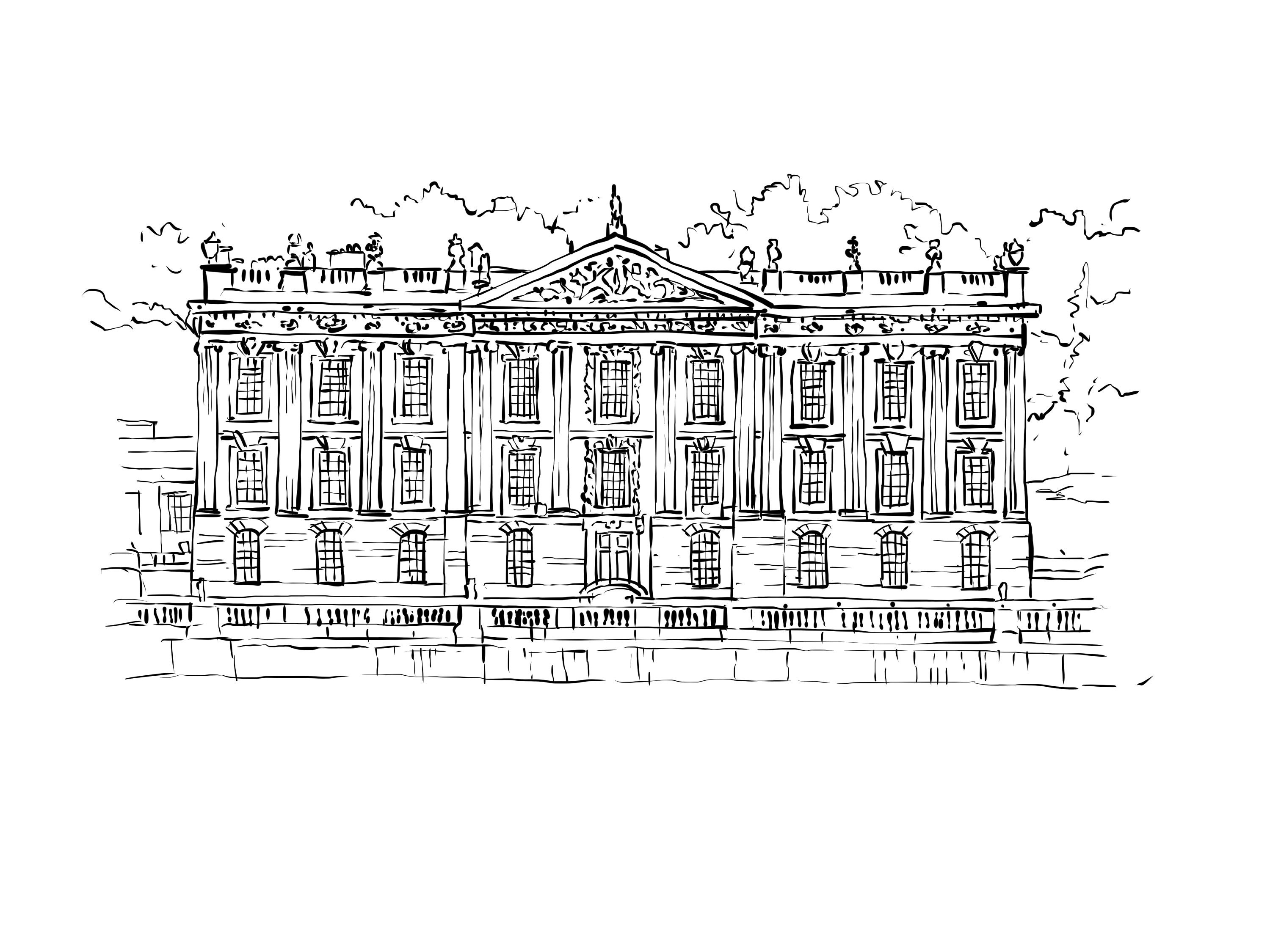 Hand Drawn Venue Illustration, Castle Drawing, Palace Drawing ...