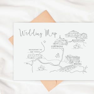 Custom Wedding Map Illustration, Hand Drawn, Wedding Venue Map Drawing ...