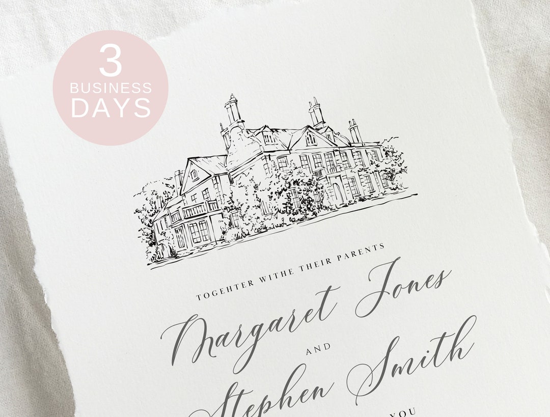 Wedding Venue Illustration, Custom Drawing From Photo, Hand Drawn Venue ...