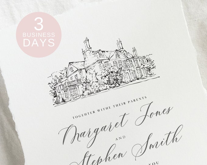 Invitation Venue Illustration, Hand Drawn Illustration, Custom Wedding ...