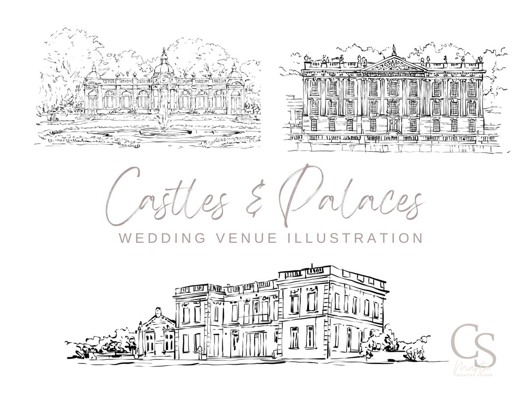 Hand Drawn Venue Illustration, Castle Drawing, Palace Drawing ...