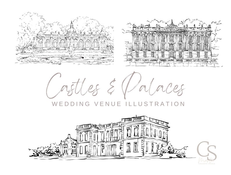 Hand Drawn Venue Illustration, Castle Drawing, Palace Drawing ...