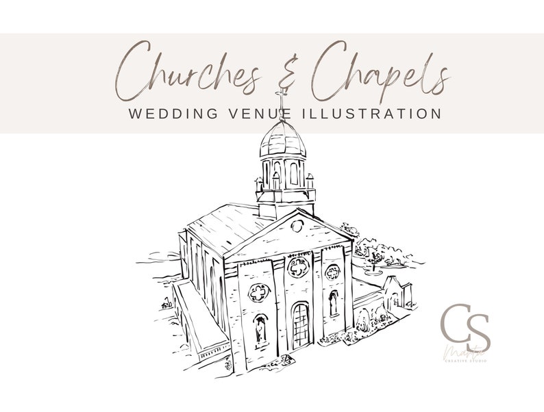 Church Wedding Venue Illustration Wedding Venue Sketch - Etsy
