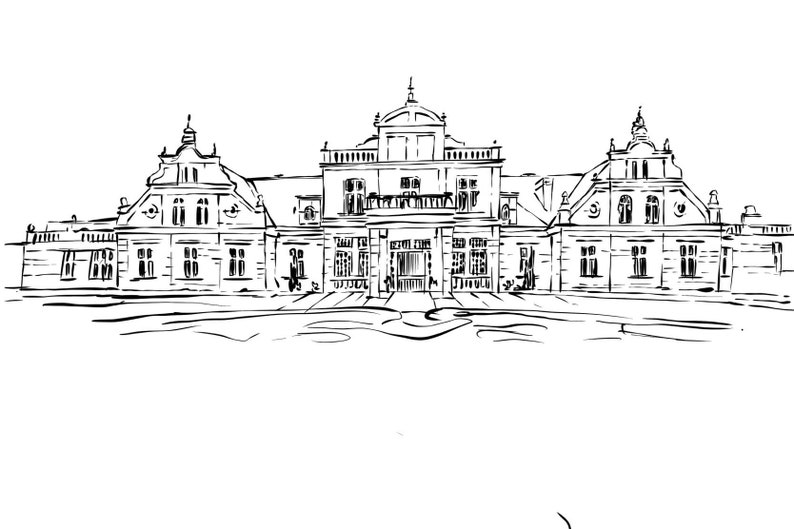 Hand Drawn Venue Illustration Castle Wedding Venue Drawing - Etsy