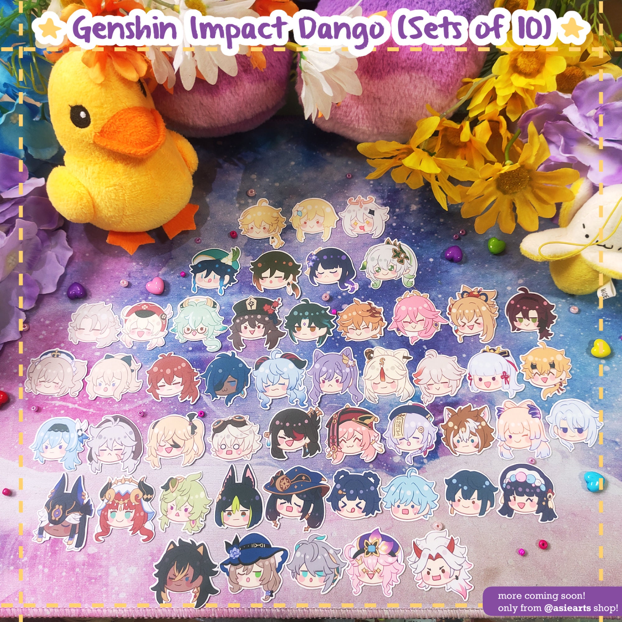 Genshin Impact Vinyl Dango Stickers sets of 10 Journal - Etsy