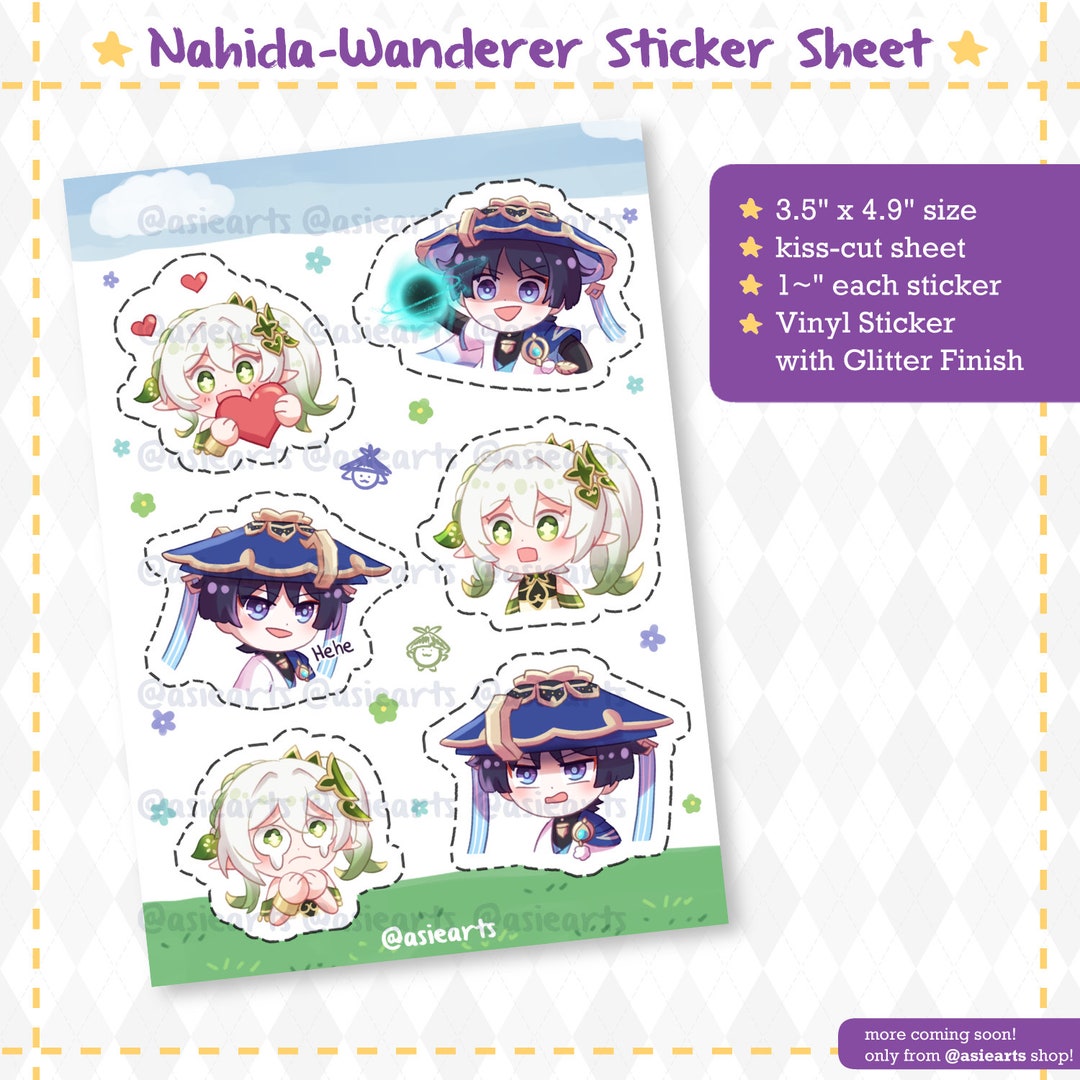 Genshin Impact Nahida Wanderer Waterproof Vinyl Sticker Sheet Journal ...
