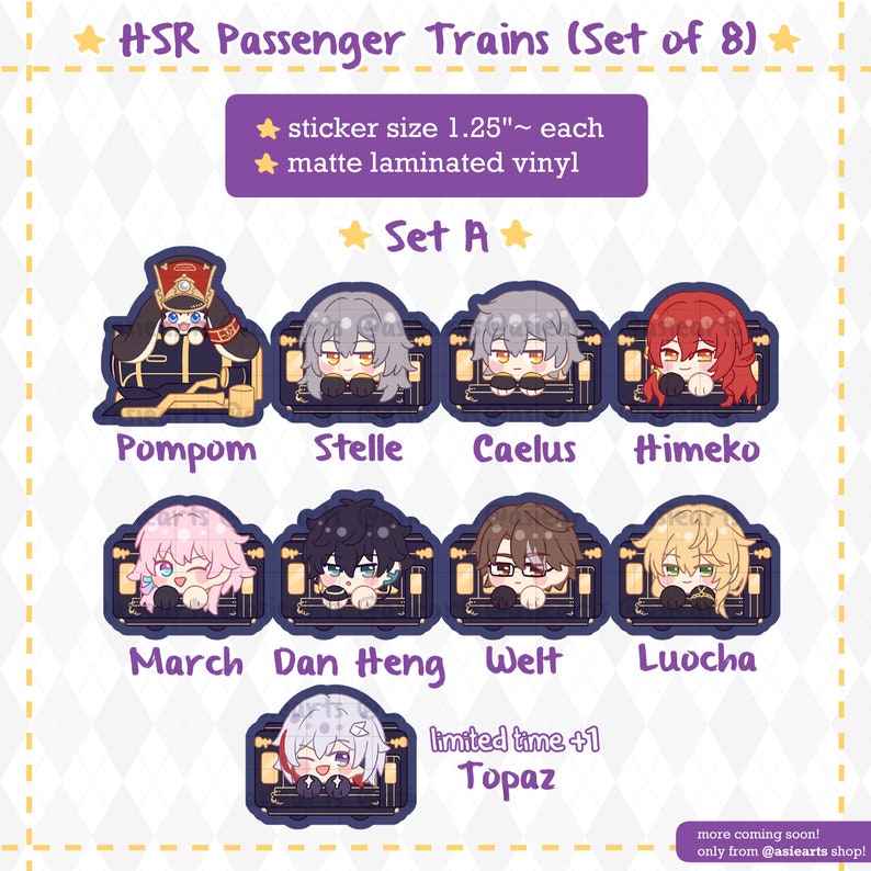 Honkai Star Rail HSR Passenger Train Vinyl Waterproof Stickers sets - Etsy