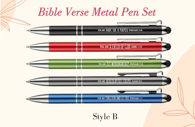 Personalized Bible Verse Metal Stylus Pen Set: Christian Gift - Etsy