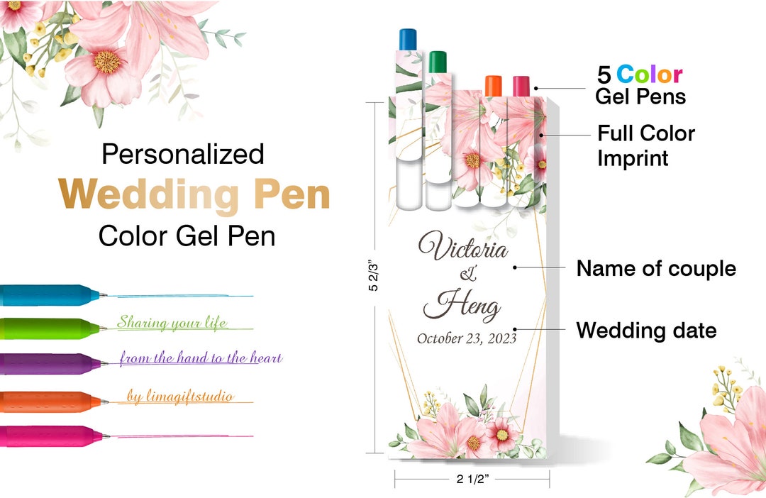 Personalized Color Wedding Pens. Wedding Favor .wedding Guestbook ...